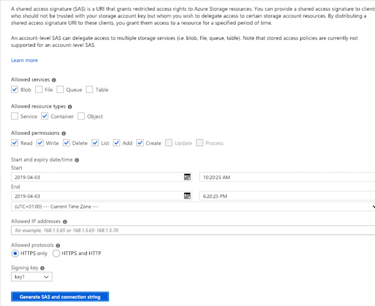 Creating Azure Blob Storage Account For Sql Server Backup